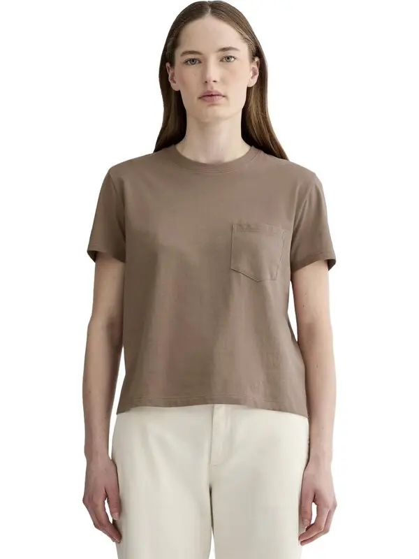 Everlane Box-cut Essential Cotton T-shirt - Mocha | Pocket